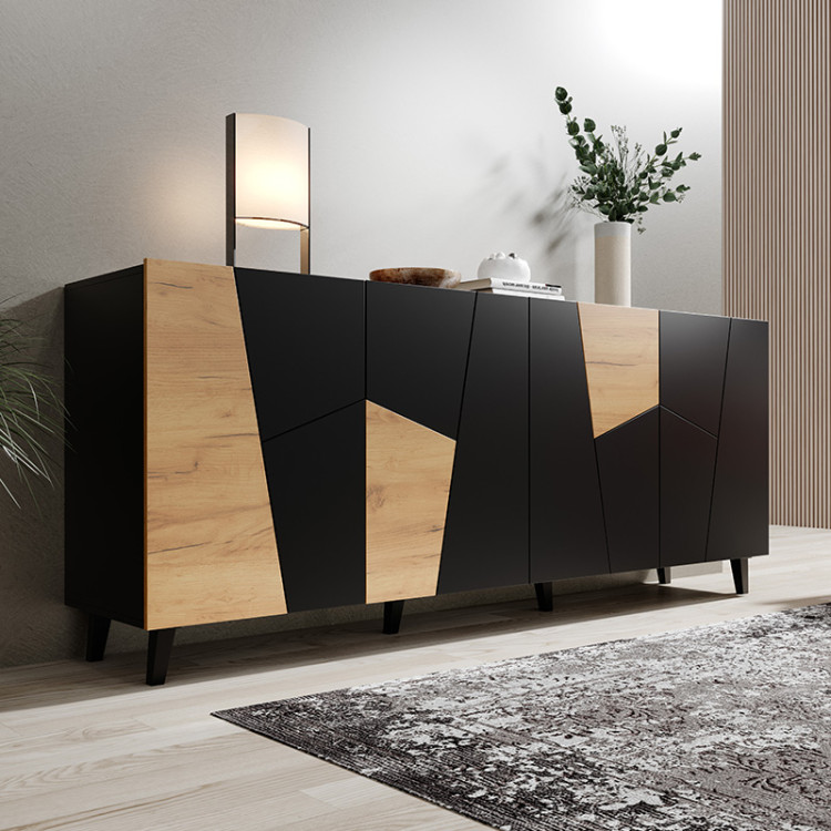 ETNA 200 4D CAMA MEBLE Комод чорний / дуб крафт | Етна Кама купити у Києві – GERBOR.KIEV.UA